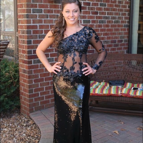 Night Moves | Dresses | Night Moves Black Sequined Hand Embellished One ...